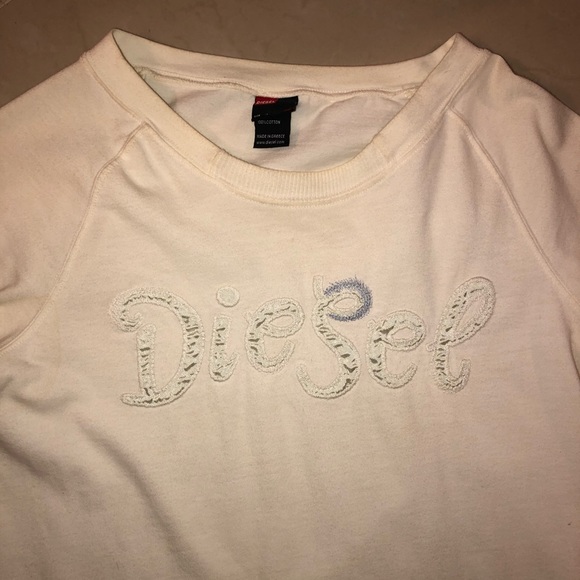 Diesel | Tops | Diesel Womens 34 Sleeved Cream Logo Top 99s | Poshmark